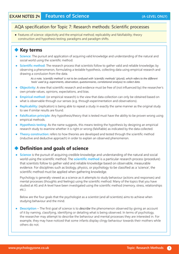 A Level Psychology: Features of Science | Teaching Resources