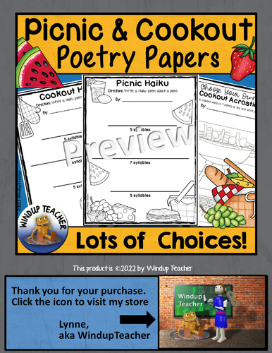 Cookout and Picnic Poetry Activity Sheets | Teaching Resources