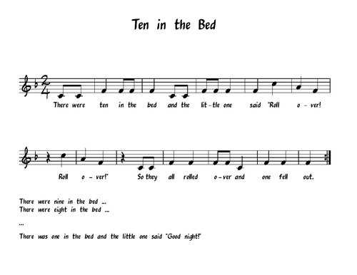 Ten in the Bed - Boomwhacker Video and Sheet Music | Teaching Resources