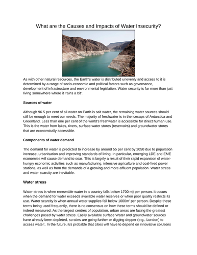 Water Security AQA | Teaching Resources