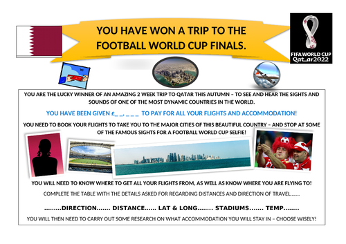 WORLD CUP QATAR HOLIDAY ADVENTURE 2022 | Teaching Resources