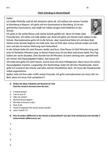 Y8 German - Comparisons / Schule in Deutschland | Teaching Resources