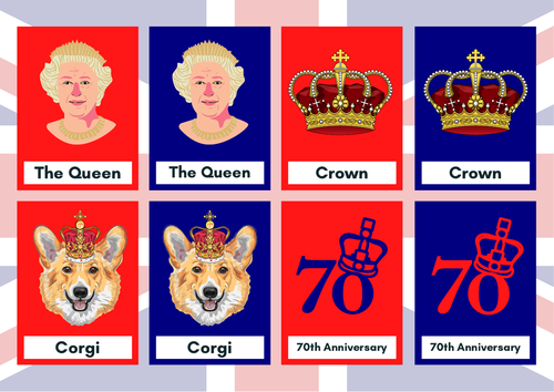 THE QUEEN'S PLATINUM JUBILEE: 12X FIND A PAIR GAME (24 CARDS) FUN ...