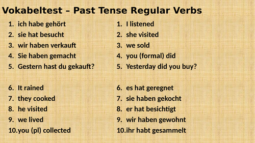 German Perfect Tense Irregular Verbs | Teaching Resources