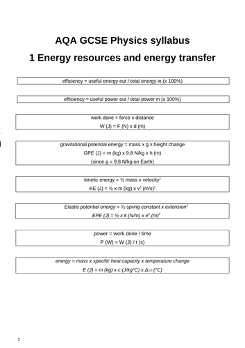 GCSE Physics - Revision notes - Paper 1 (chapters 1 -4) | Teaching ...