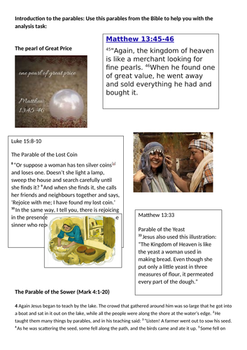 Year 8 Parables: Introduction | Teaching Resources