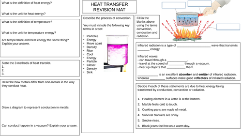 Heat transfer Revision MAT with Answers | Teaching Resources