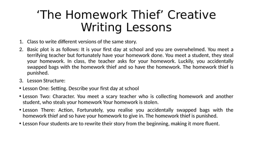KS3 Creative Writing: The Homework Thief | Teaching Resources