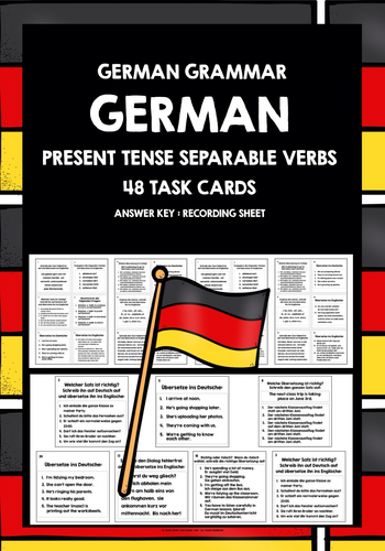 GERMAN SEPARABLE VERBS PRESENT TENSE CHALLENGE CARDS | Teaching Resources