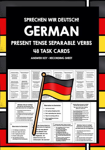 GERMAN SEPARABLE VERBS PRESENT TENSE CHALLENGE CARDS | Teaching Resources