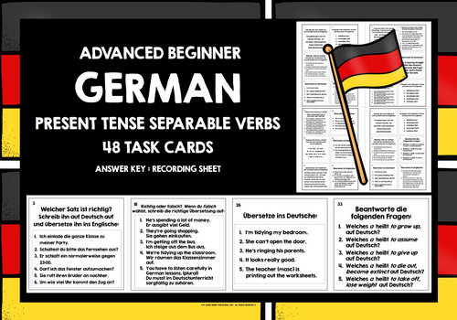 GERMAN SEPARABLE VERBS PRESENT TENSE CHALLENGE CARDS | Teaching Resources