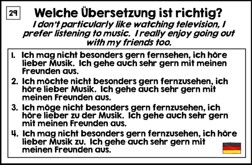 GERMAN SEPARABLE VERBS PRESENT TENSE CHALLENGE CARDS | Teaching Resources