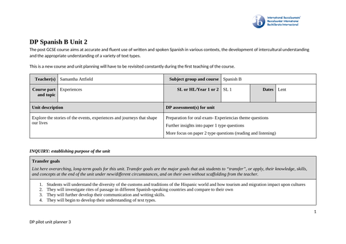 IB Unit planners - Spanish SL/HL | Teaching Resources