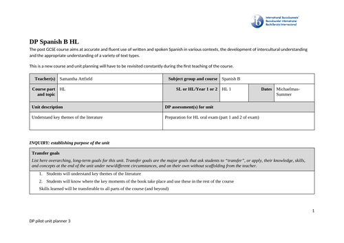 IB Unit planners - Spanish SL/HL | Teaching Resources