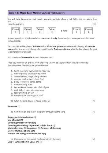 Eduqas Music A Level Rock and Pop Q2 Listening Questions | Teaching ...