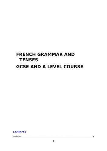 French GCSE and A level Grammar Booklet | Teaching Resources