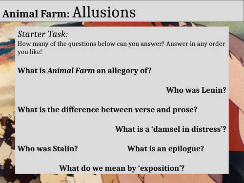 Full Animal Farm Reading Scheme of Work- 17 lessons and resources ...