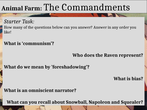 Full Animal Farm Reading Scheme of Work- 17 lessons and resources ...