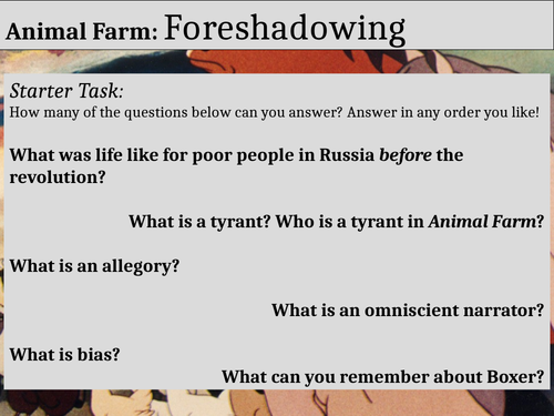 Full Animal Farm Reading Scheme of Work- 17 lessons and resources ...