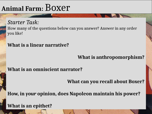 Full Animal Farm Reading Scheme of Work- 17 lessons and resources ...