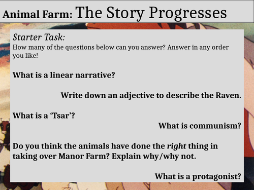 Full Animal Farm Reading Scheme of Work- 17 lessons and resources ...
