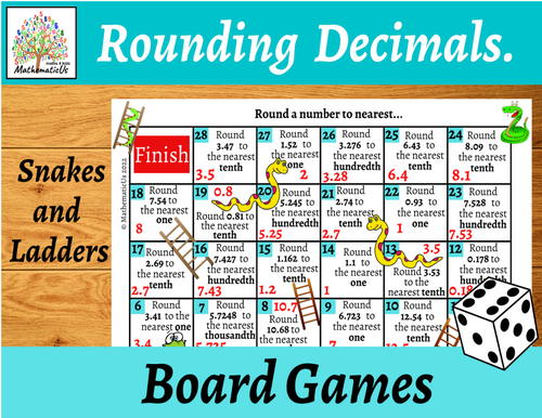 Rounding Decimals Snakes and Ladders Board Dice Game | Teaching Resources