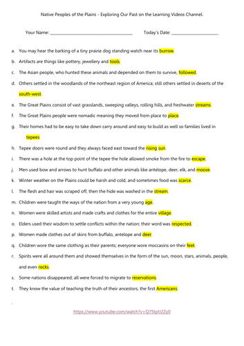 Plains Native Americans' Way of Life | Teaching Resources