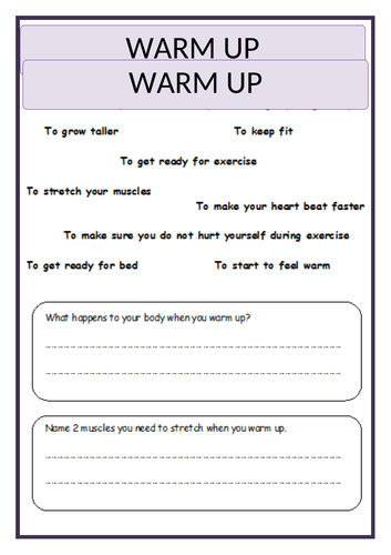 PE Self Assessment Resource | Teaching Resources