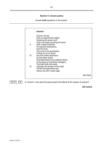 Unseen Poetry Lessons - AQA English Literature | Teaching Resources