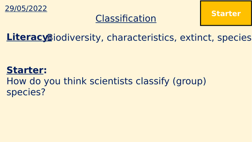 Classification Lesson KS3 | Teaching Resources