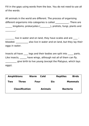 Classification Lesson KS3 | Teaching Resources