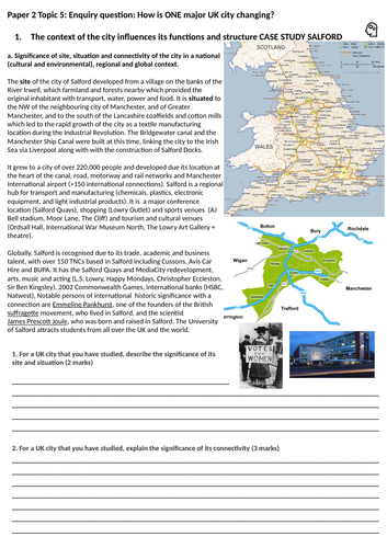 Edexcel GCSE Geography B 9-1 Topic 5 Case study UK city - Salford ...