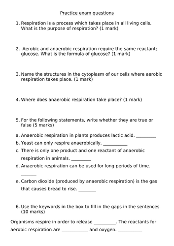 Anaerobic Respiration KS4 | Teaching Resources