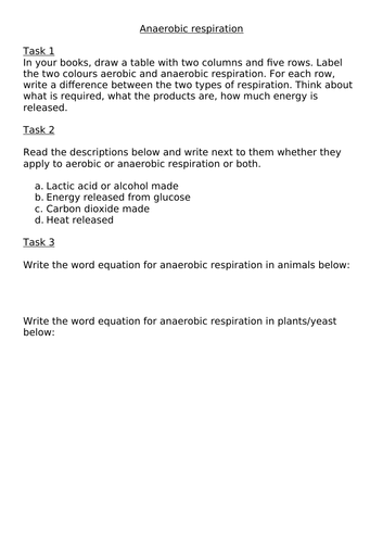 Anaerobic Respiration KS4 | Teaching Resources