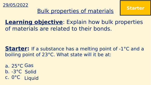 Bulk Properties KS4 | Teaching Resources
