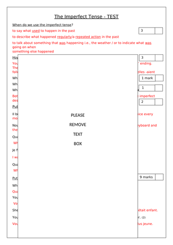 French - The Imperfect Tense - L'Imparfait - Revision | Teaching Resources