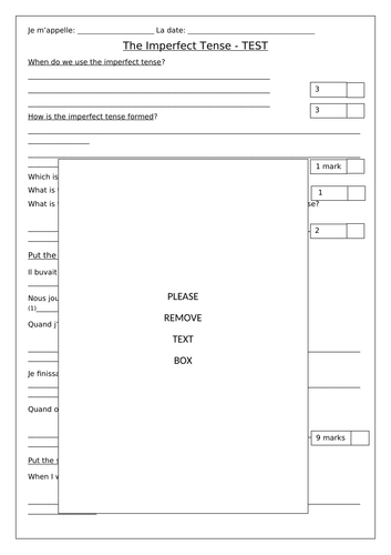French - The Imperfect Tense - L'Imparfait - Revision | Teaching Resources