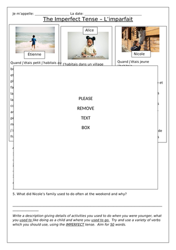 French - The Imperfect Tense - L'Imparfait - Revision | Teaching Resources