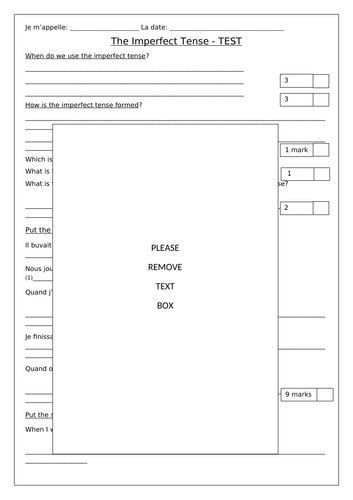 French - The Imperfect Tense - L'Imparfait - Revision | Teaching Resources