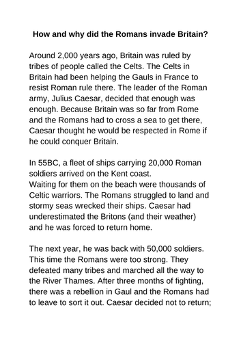 Romans: Conquest of Britain | Teaching Resources
