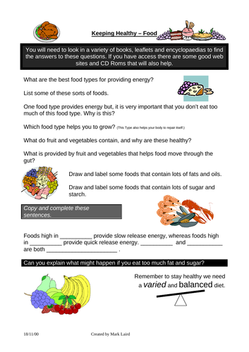 Healthy Eating Planning Powerpoints and Worksheets Physical Education ...