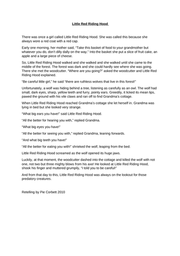 Little Red Riding Hood- Talk for Writing- Full Unit with Resources ...