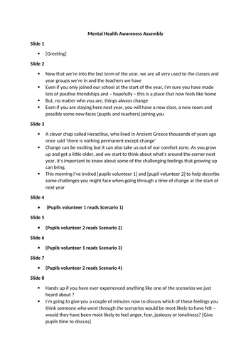 Mental Health Awareness Assembly - KS1 & KS2 | Teaching Resources