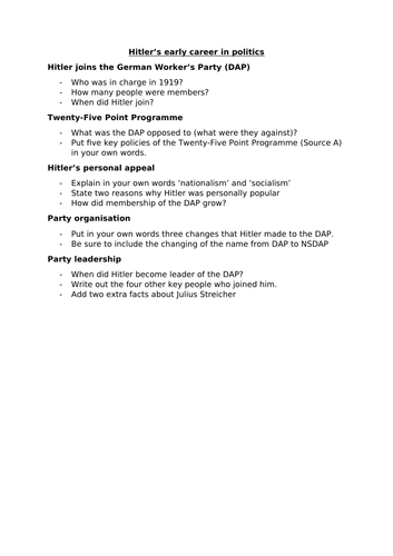 2.1 Early development of the Nazi Party, 1920-22 | Teaching Resources