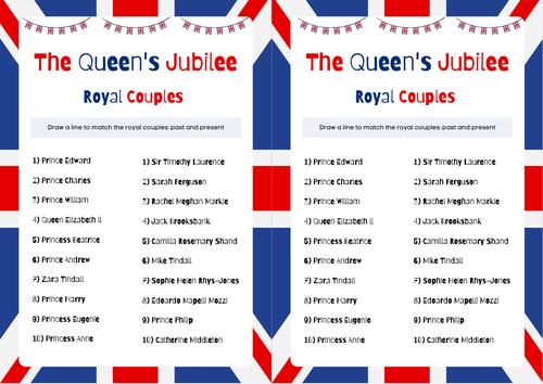 Royal Couples & Royal Children Matching Game. The Queen's Platinum ...