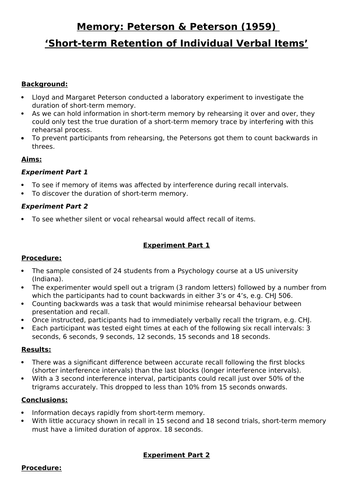 Peterson and Peterson's Key Study - Full Lessons - Edexcel GCSE ...