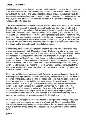 AQA GCSE English Literature Macbeth Model Essays | Teaching Resources