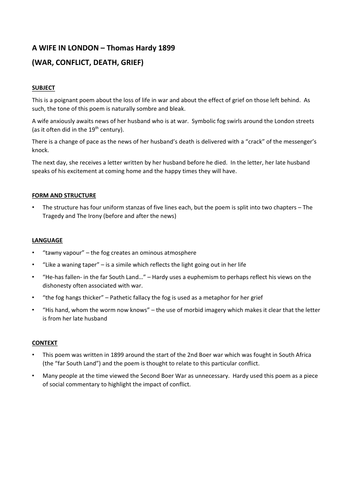 EDUQAS/WJEC Poetry Anthology - Poem Analysis - FREE SAMPLE! | Teaching ...