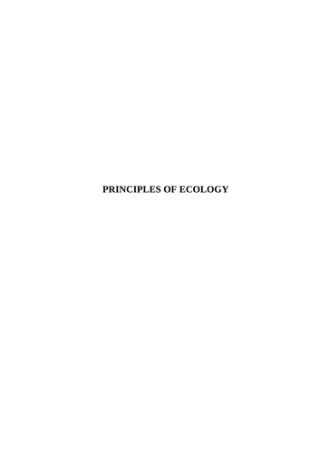 PRINCIPLES OF ECOLOGY | Teaching Resources