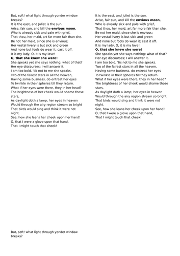Romeo and Juliet KS3 SOW | Teaching Resources